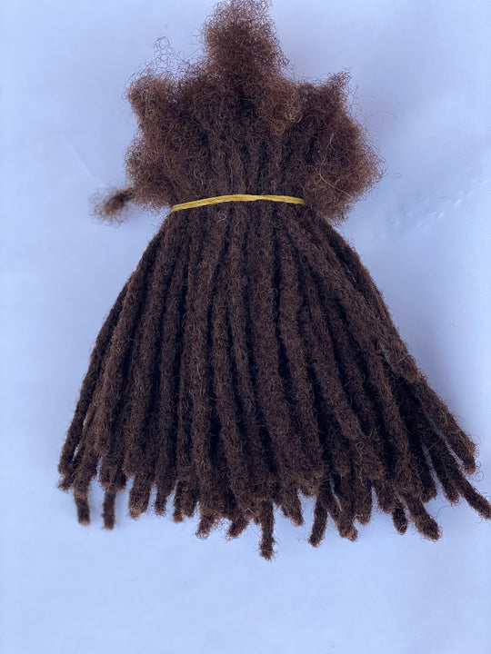 Human Hair Loc Extensions - Color #4 | Bundles of 10 locs. - small (0.4 ...