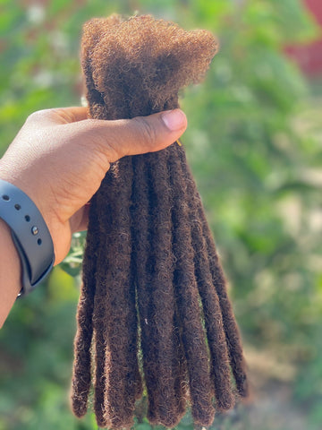 Human Hair Loc Extensions - Color #4 | Bundles of 10 locs. - small (0.4 ...